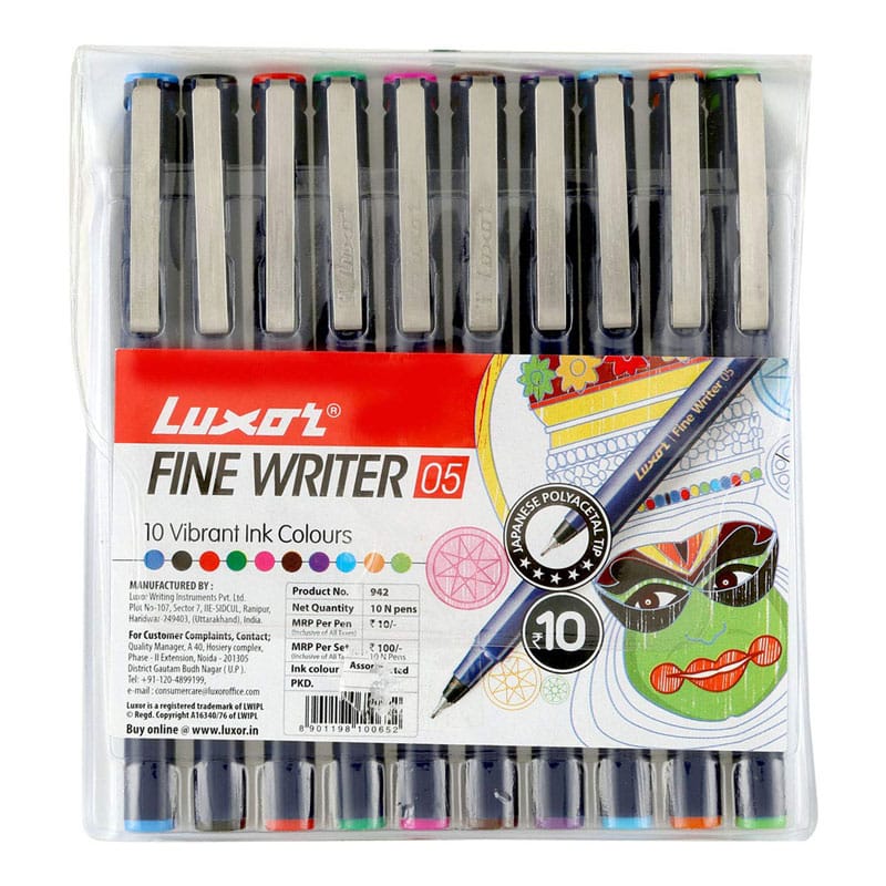 Buy Luxor Finewriter Colour Pen Set Of 10 Online In India Hello August